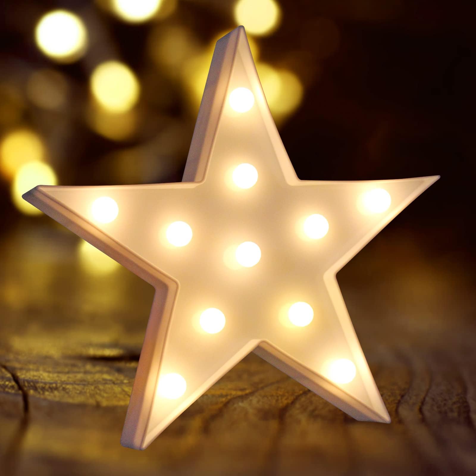 Amazon.com: 2 Pcs Star Plastic Night Light Battery Operated LED Marquee ...