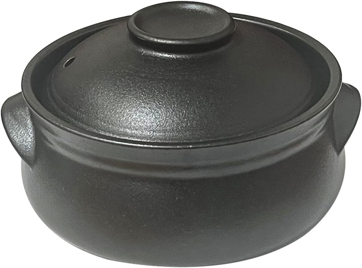 Amazon.com: Korean Premium Stoneware Black Casserole Clay Pot with Lid ...