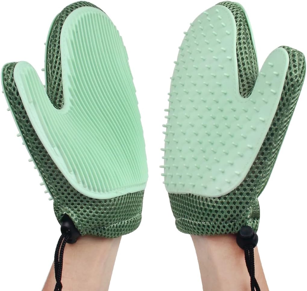 JCF Pet Grooming Glove 2 Pcs Pet Hair Remover Gloves Fur Removal Brush ...