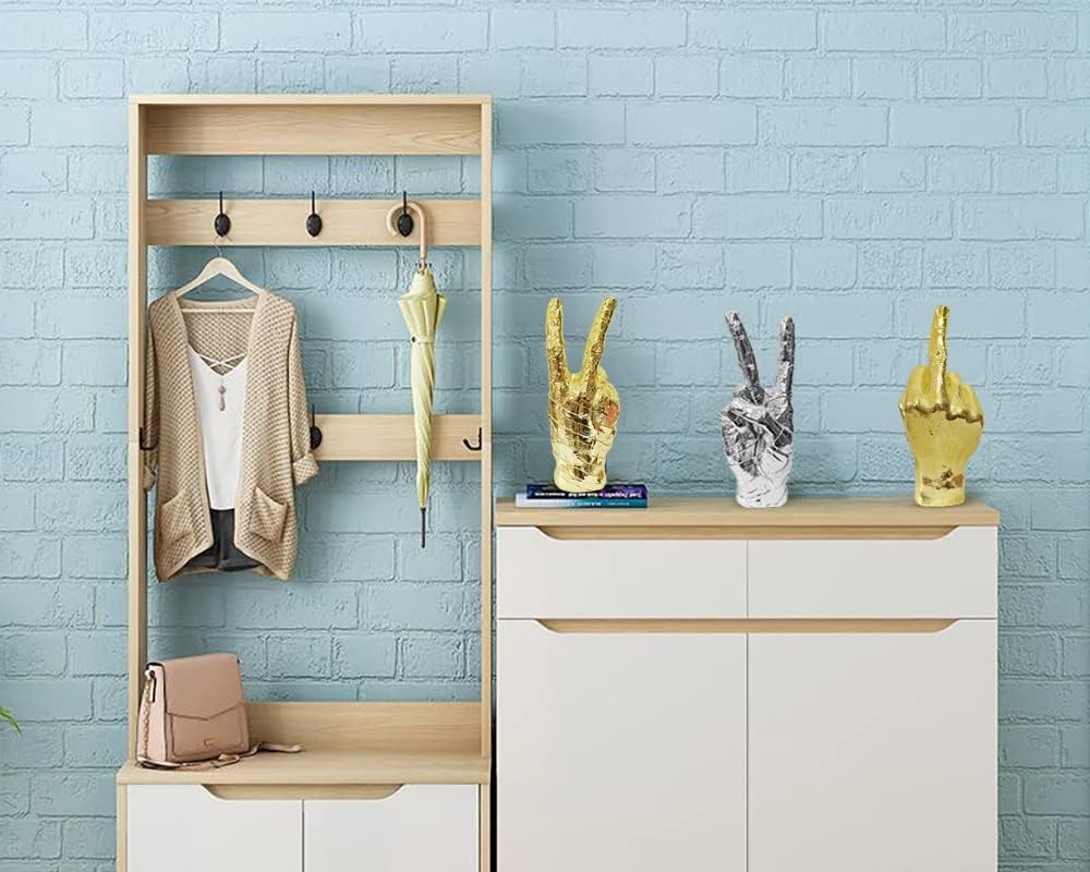 Gold Polyresin Hand Gesture Peace Sign Decor Boho Shelf Decor Accents ...