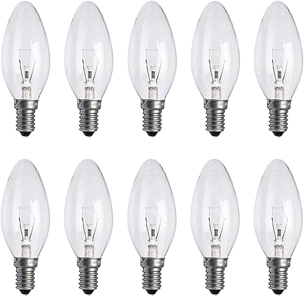 10 x Clear Candle Small Edison Screw Cap SES E14 Lamp Light Bulbs 25W ...