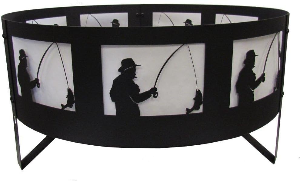 Amazon.com : 38" Round Fire Pit Ring & Base (Trout Fishing) : Patio ...