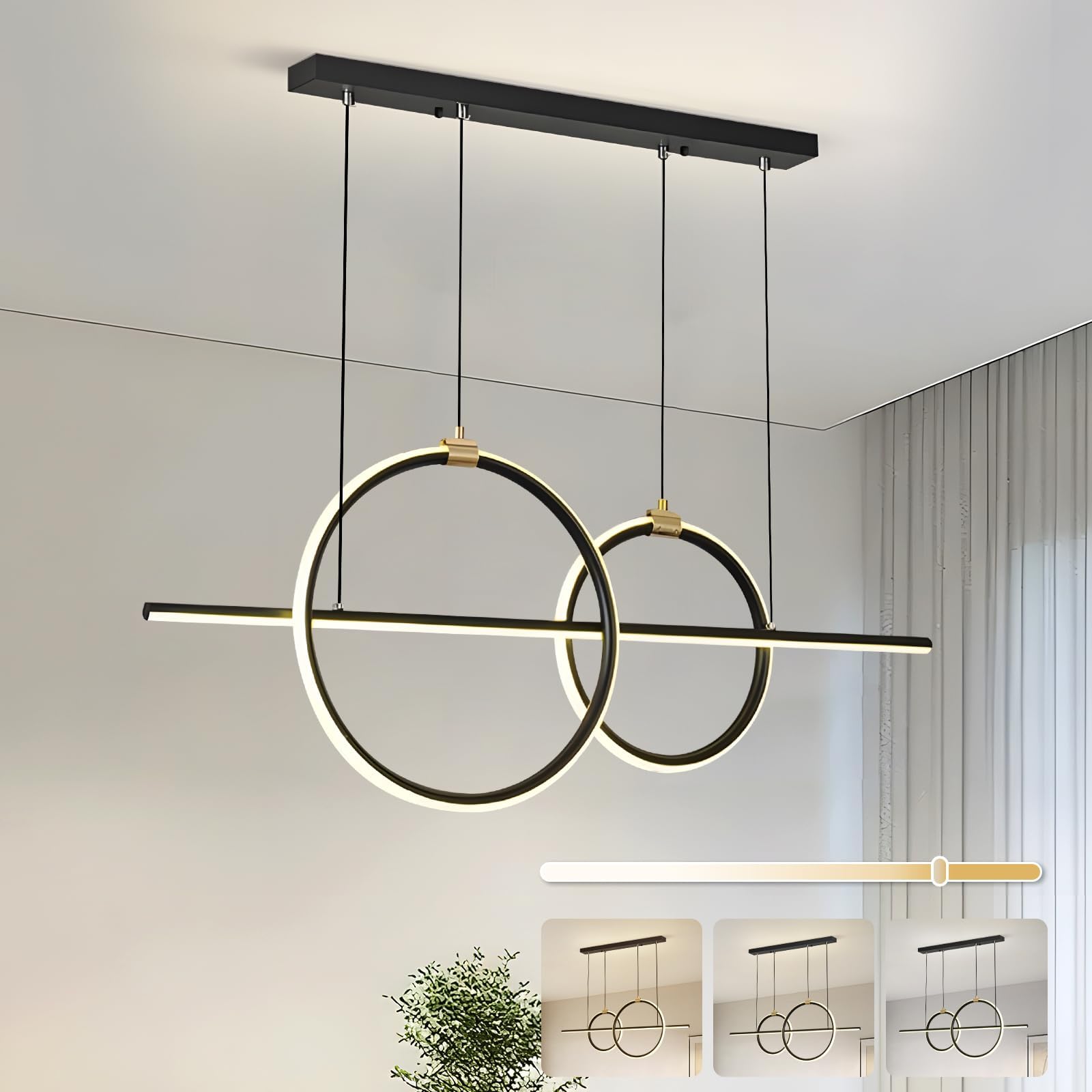 YATAI Modern LED Linear Chandelier for Dining Room and Kitchen Island ...
