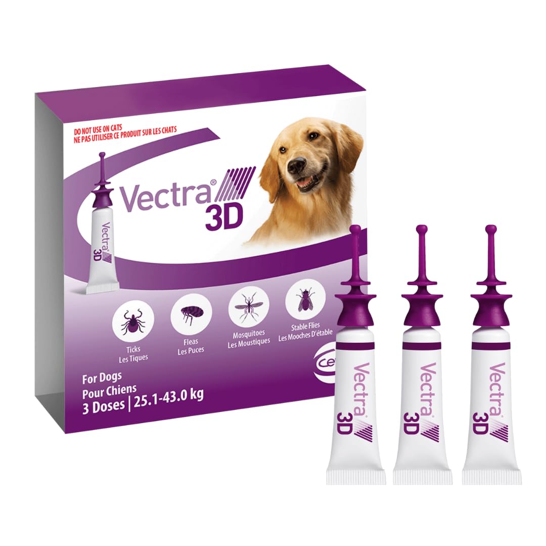Vectra 3D Flea and Tick Treatment for Dogs Weighing 25.1-43 kg (55.2-94 ...