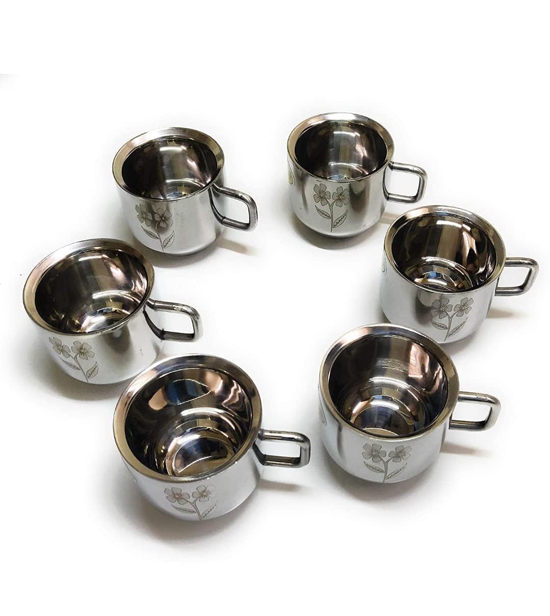 Buy Yoshiva Stainless Steel Tea Cups Set Of 6 Pcs | Double Wall Tea ...