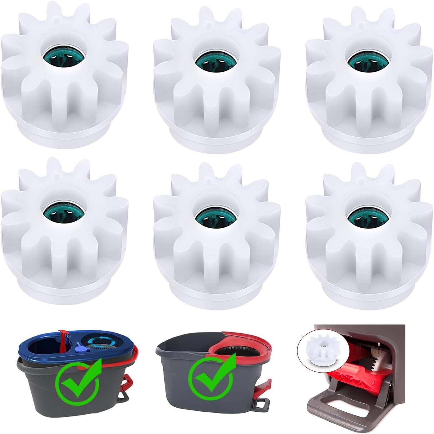 Amazon.com: YWSH 6 Pack Spin Mop Bucket Gear Compatible with Ocedar ...