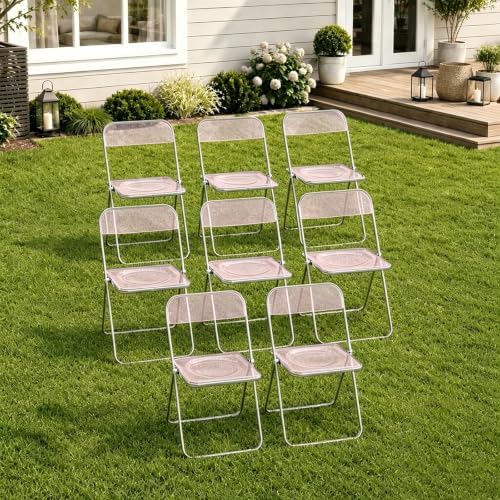 Amazon.com: JPBSTO 8 Pack Clear Plastic Folding Chairs - Modern Duo ...