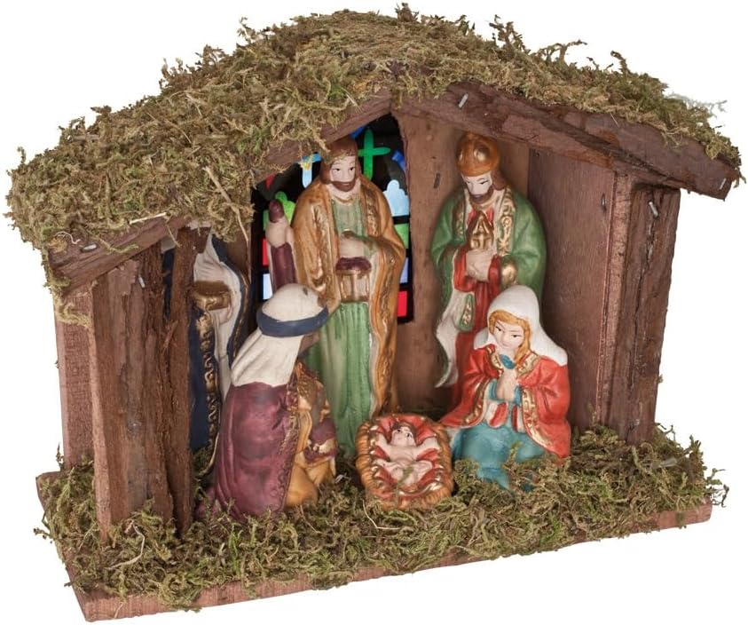 Snow White Light Up LED 5 Piece Nativity Set With Figures 14cm X 10cm ...