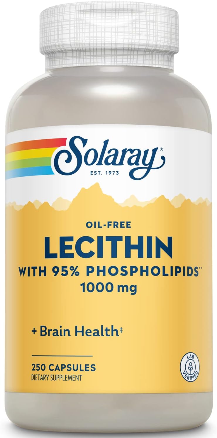 Amazon.com: SOLARAY Lecithin No Oil Capsules 1000mg | 250 Count ...