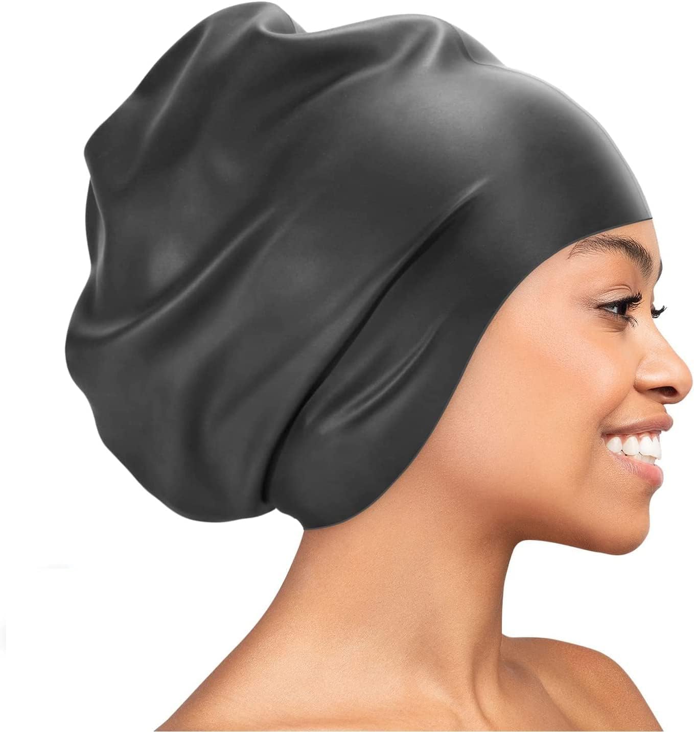 Angju Extra Large Swim Cap for Braids and Dreadlocks, Silicone Swimming ...