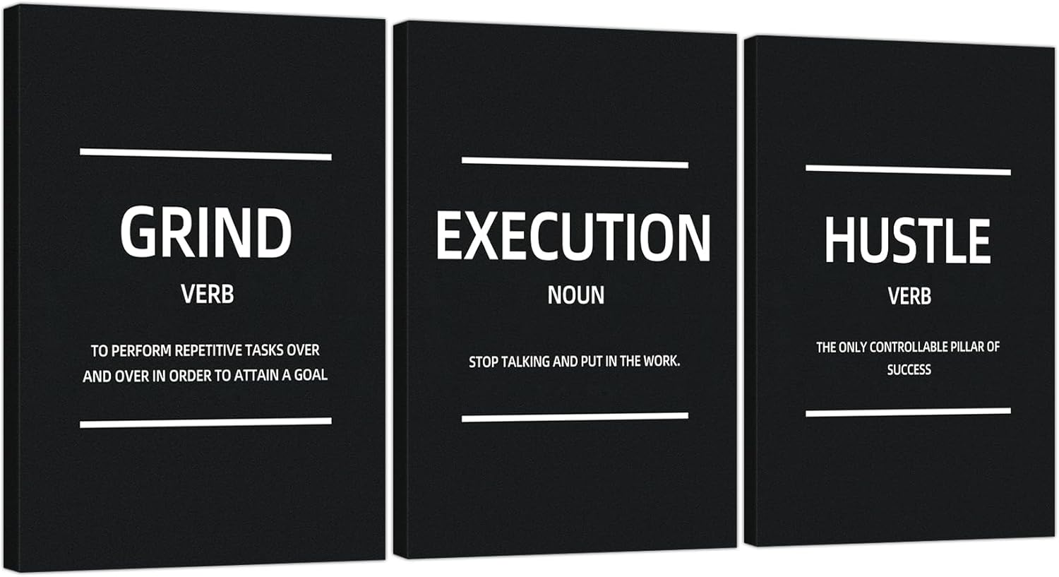 Amazon.com: Motivational Canvas Wall Art 3 Pieces Grind Hustle ...