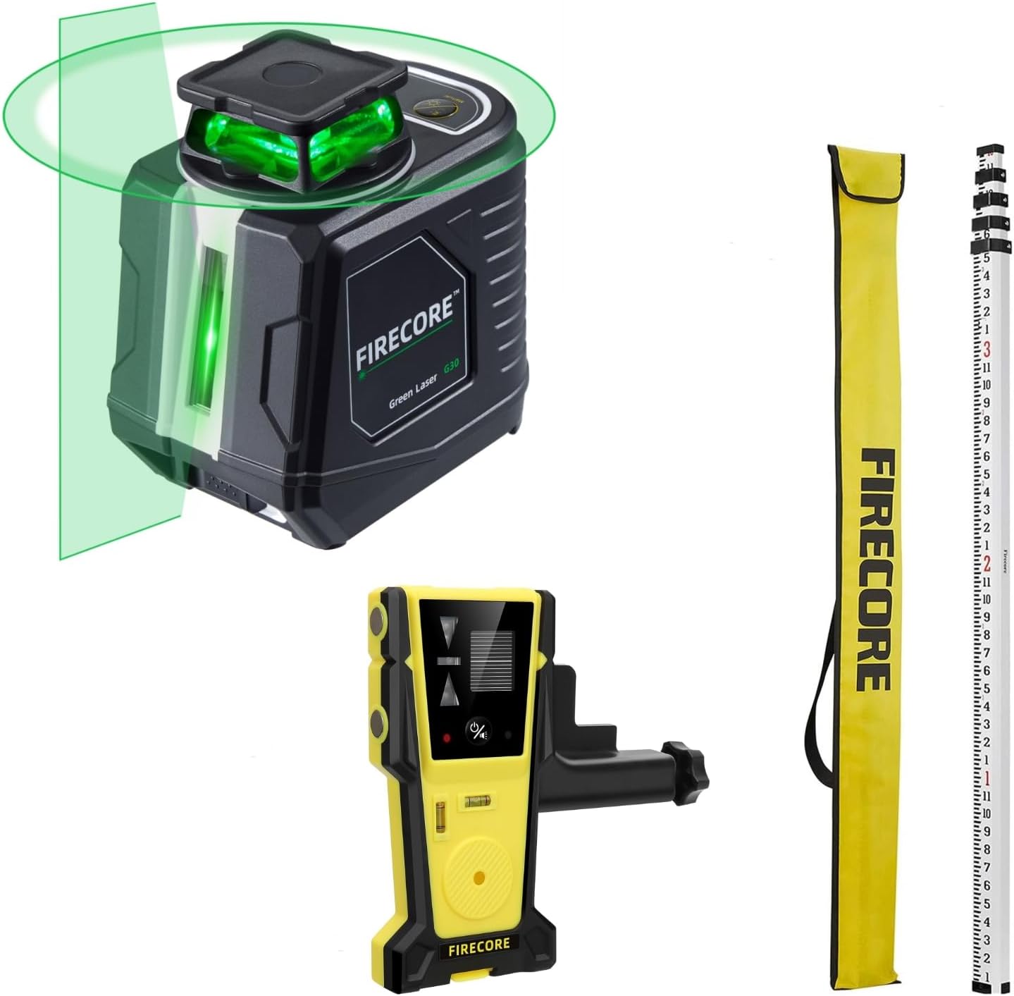 Firecore 360° Self Leveling Cross Line Laser Level with Compatible FD30 ...
