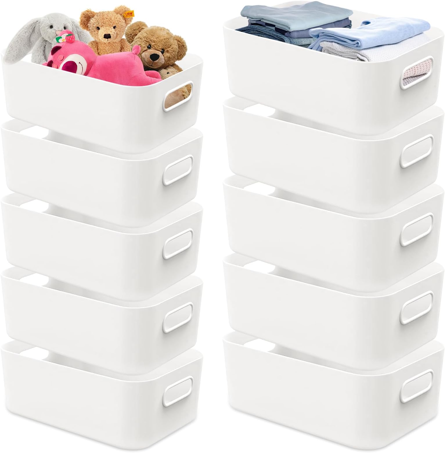 zhongko 10PCS White Plastic Storage Boxes 30cm & 25cm Storage Baskets ...