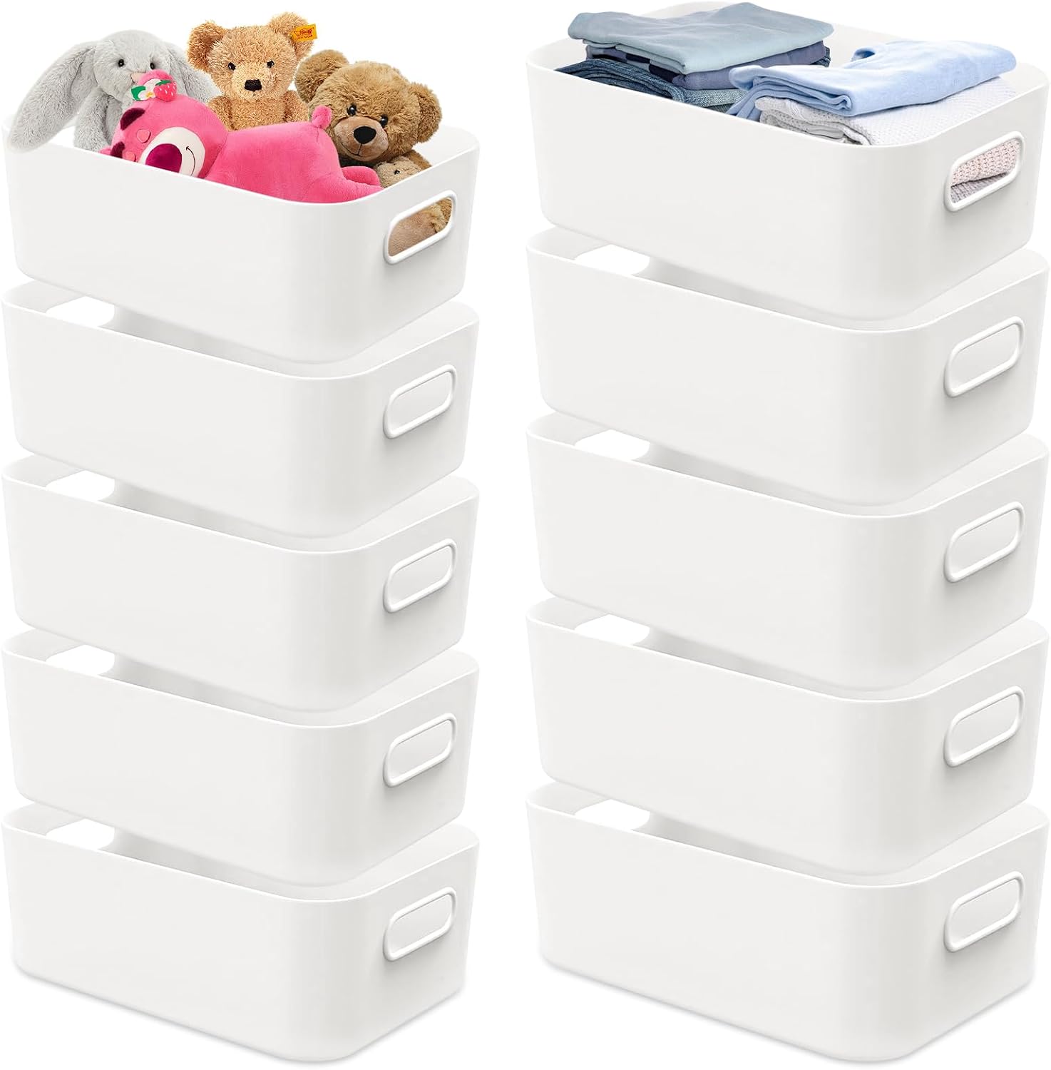Zhongko 10PCS White Plastic Storage Boxes & Baskets - 30cm & 25cm with ...
