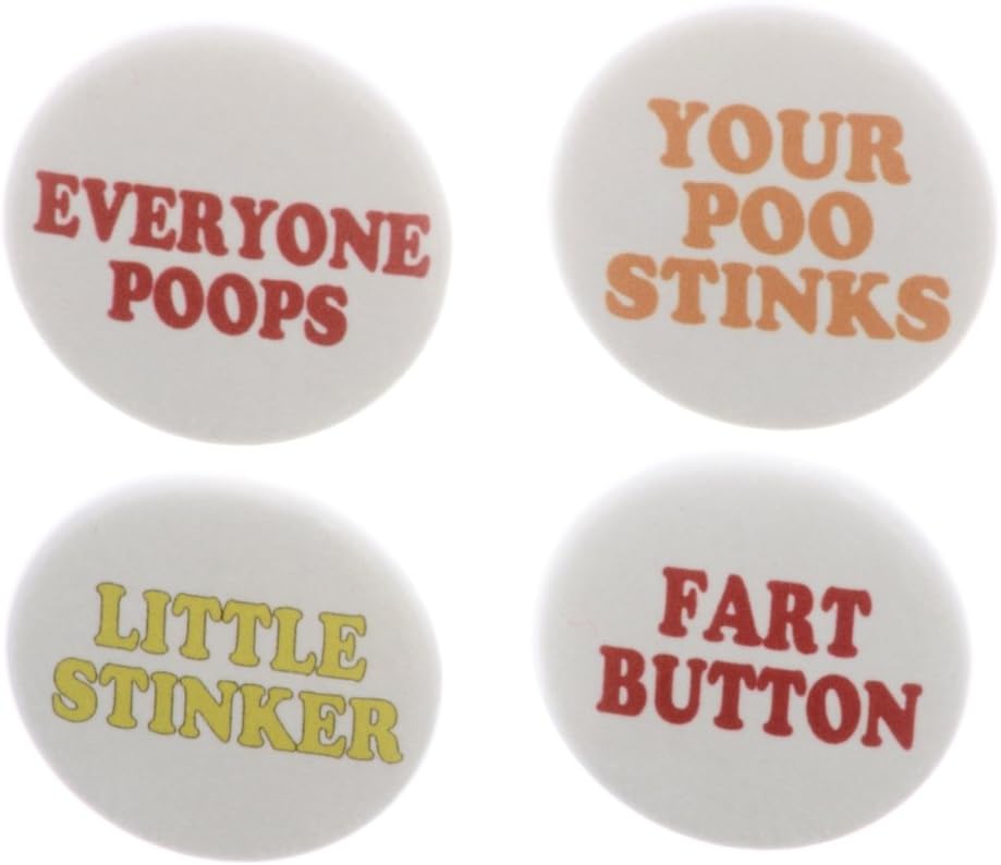Amazon.com: A&T Designs Set of 4 Fart/Poop Themed 1.25" Pinback Buttons ...