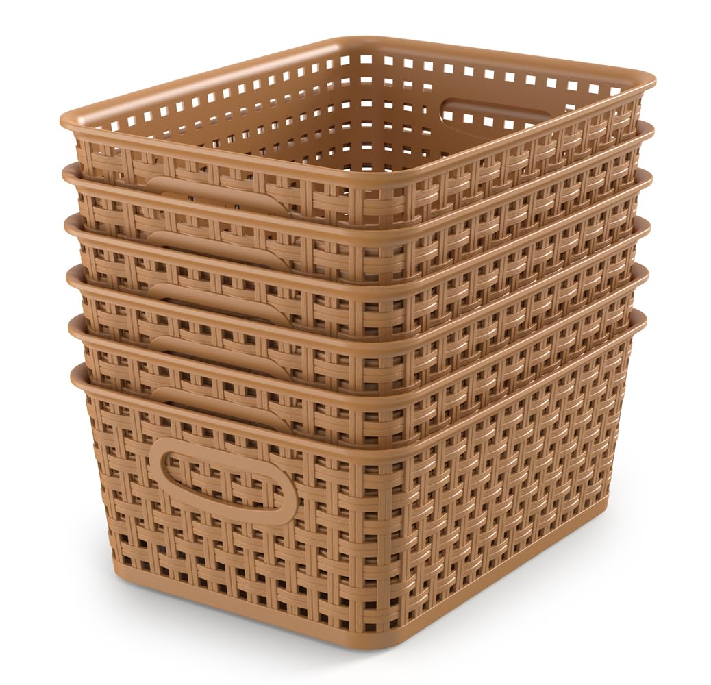 Amazon.com: WYT 6-Pack Plastic Small Shelf Storage Weave Baskets ...