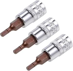 uxcell 3pcs 1/4" Drive x H3 (3mm) Hex Bit Socket, S2 Steel Bits CR-V ...