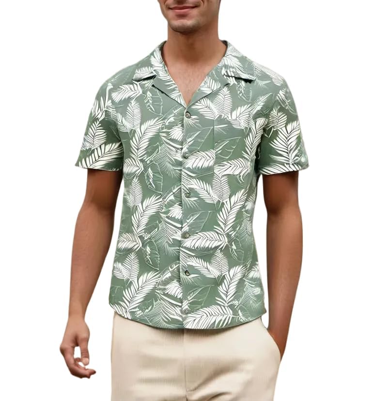 Snapklik.com : Mens Hawaiian Shirt Short Sleeves Printed Casual Button ...