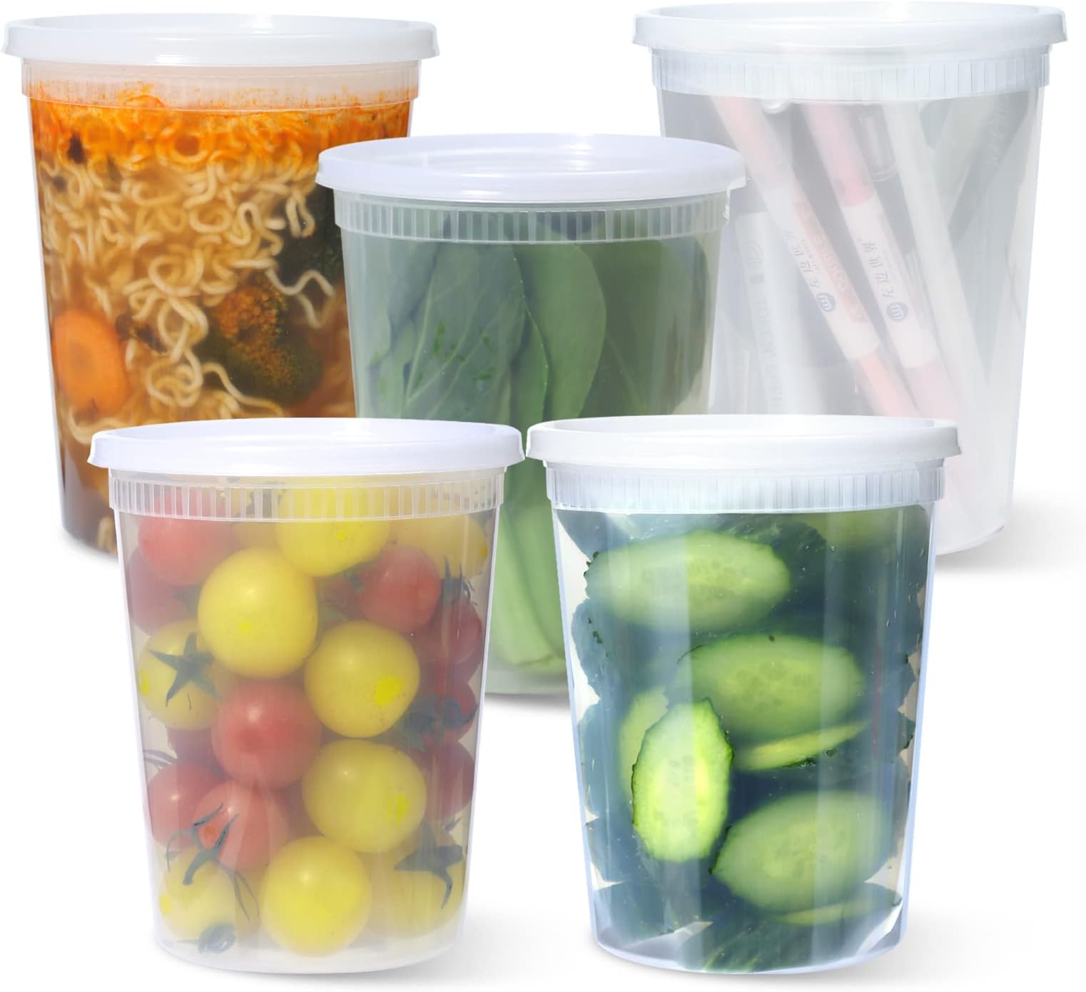 Amazon.com: MANSHU 30 Sets 32oz Plastic Deli Food Storage Soup ...