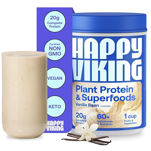Amazon.com: Happy Viking Vanilla Plant Protein Powder, Created by Venus ...