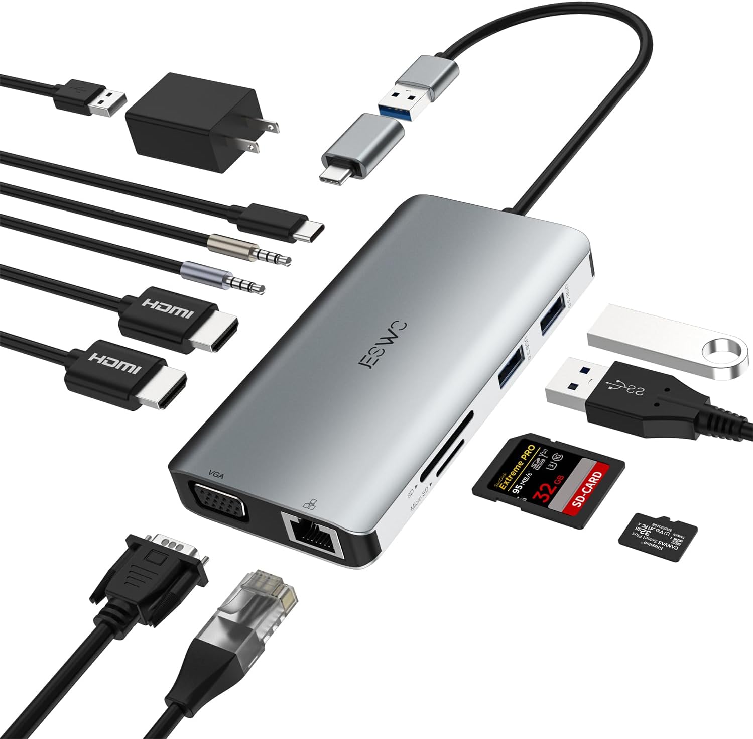Amazon.com: USB Docking Station, JESWO USB 3.0 Laptop Docking Station ...