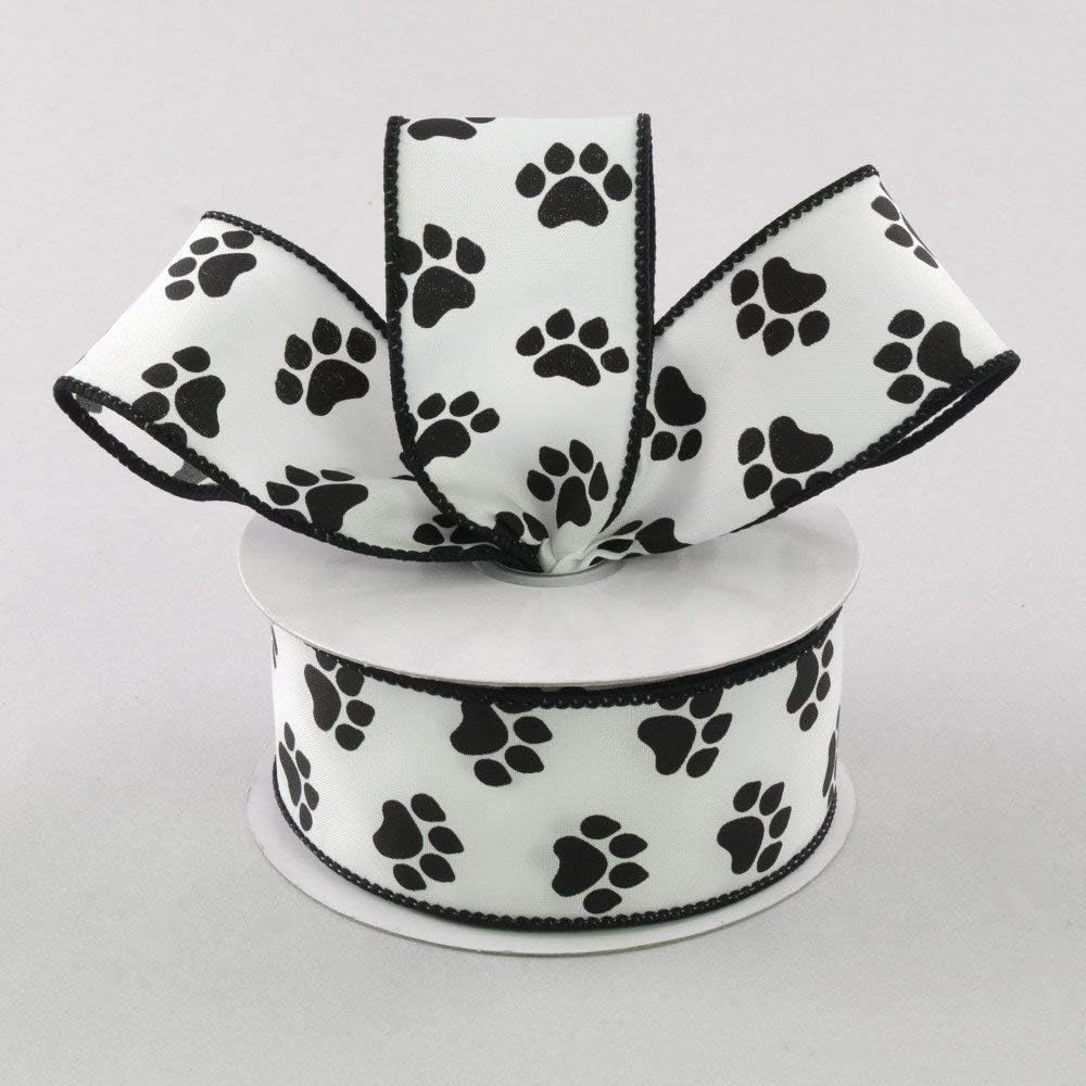Amazon.com: Craig Bachman 1.5" Satin Paw Print Ribbon: Black & White ...