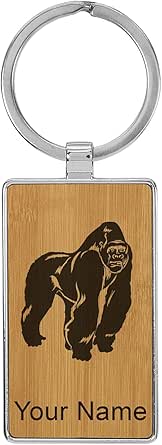 LaserGram Rectangle Keychain, Gorilla, Personalized Engraving Included ...