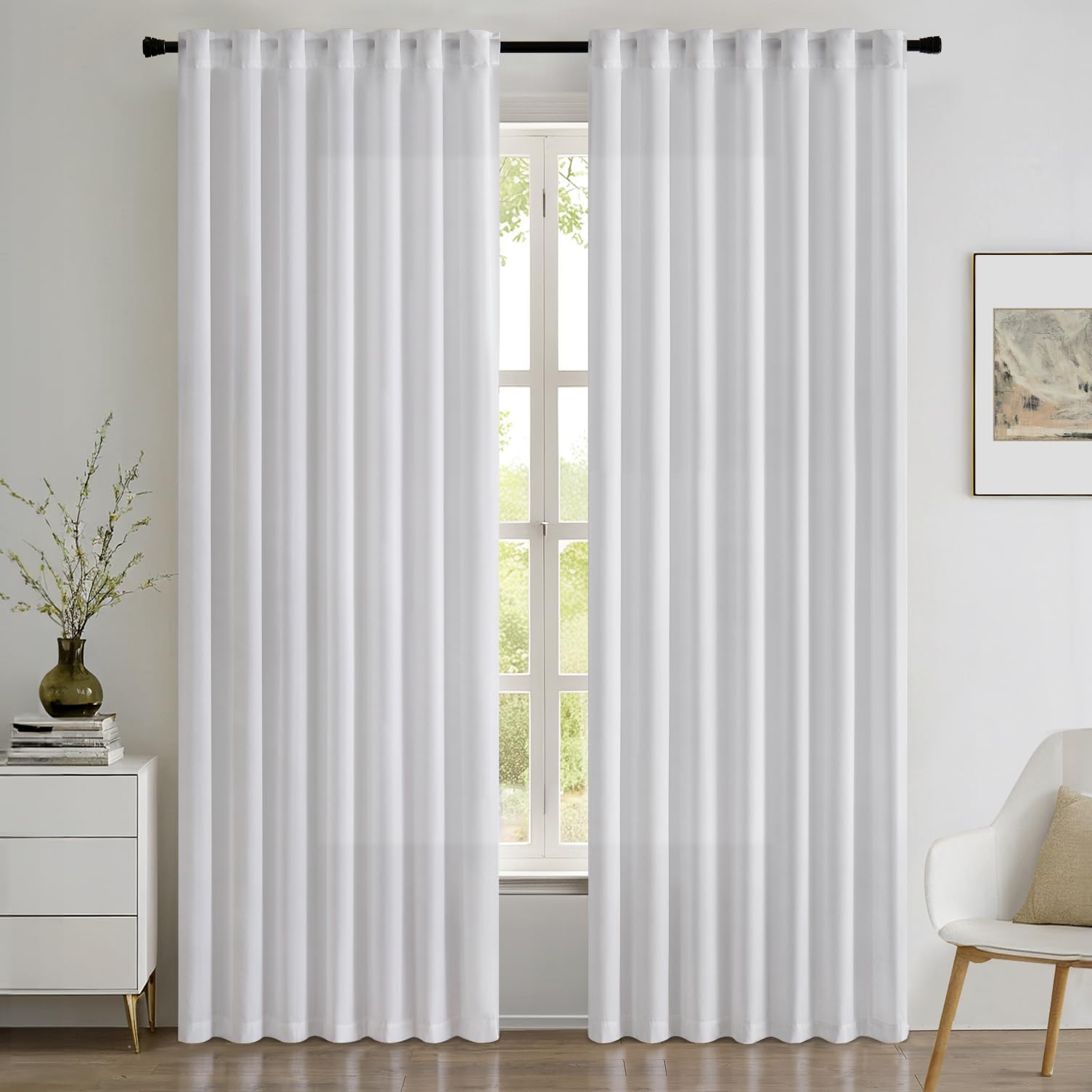 Amazon.com: EMEMA Non-See-Through White Privacy Sheer Curtains 84 ...