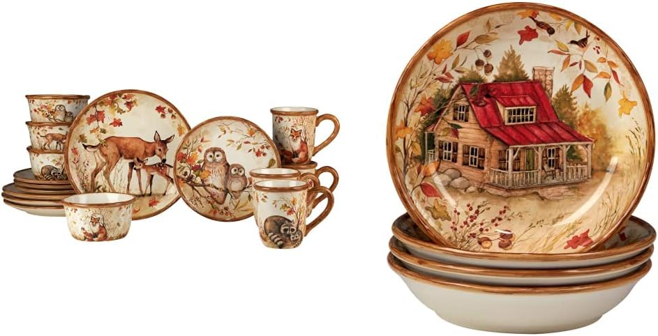 Amazon.com | Certified International Pine Forest 16 pc Dinnerware Set ...