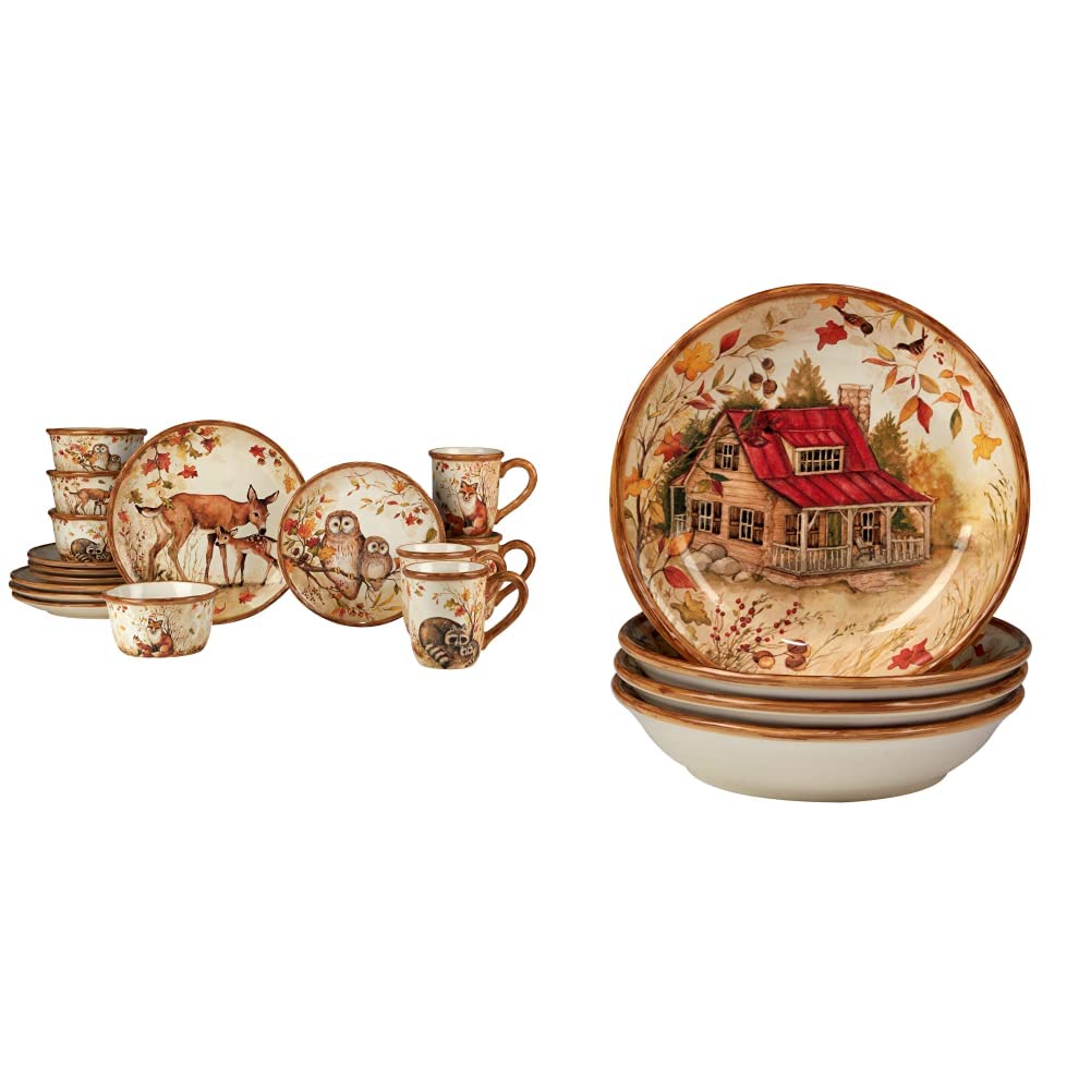 Amazon.com | Certified International Pine Forest 16 pc Dinnerware Set ...