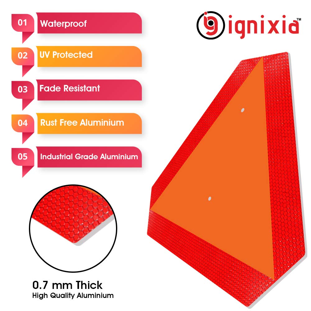 Snapklik.com : Ignixia Slow Moving Vehicle Sign, 0.7 Mm Thick Rust Free ...