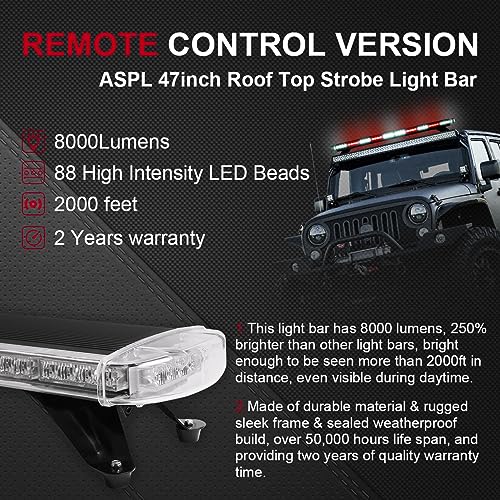 Snapklik.com : ASPL 47 88 LED Low Profile Roof Top Strobe Lights Bar