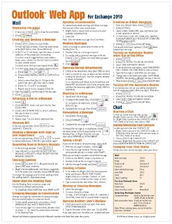 Microsoft Outlook Web App for Exchange 2010 Quick Reference Guide (Cheat Sheet of Instructions ...