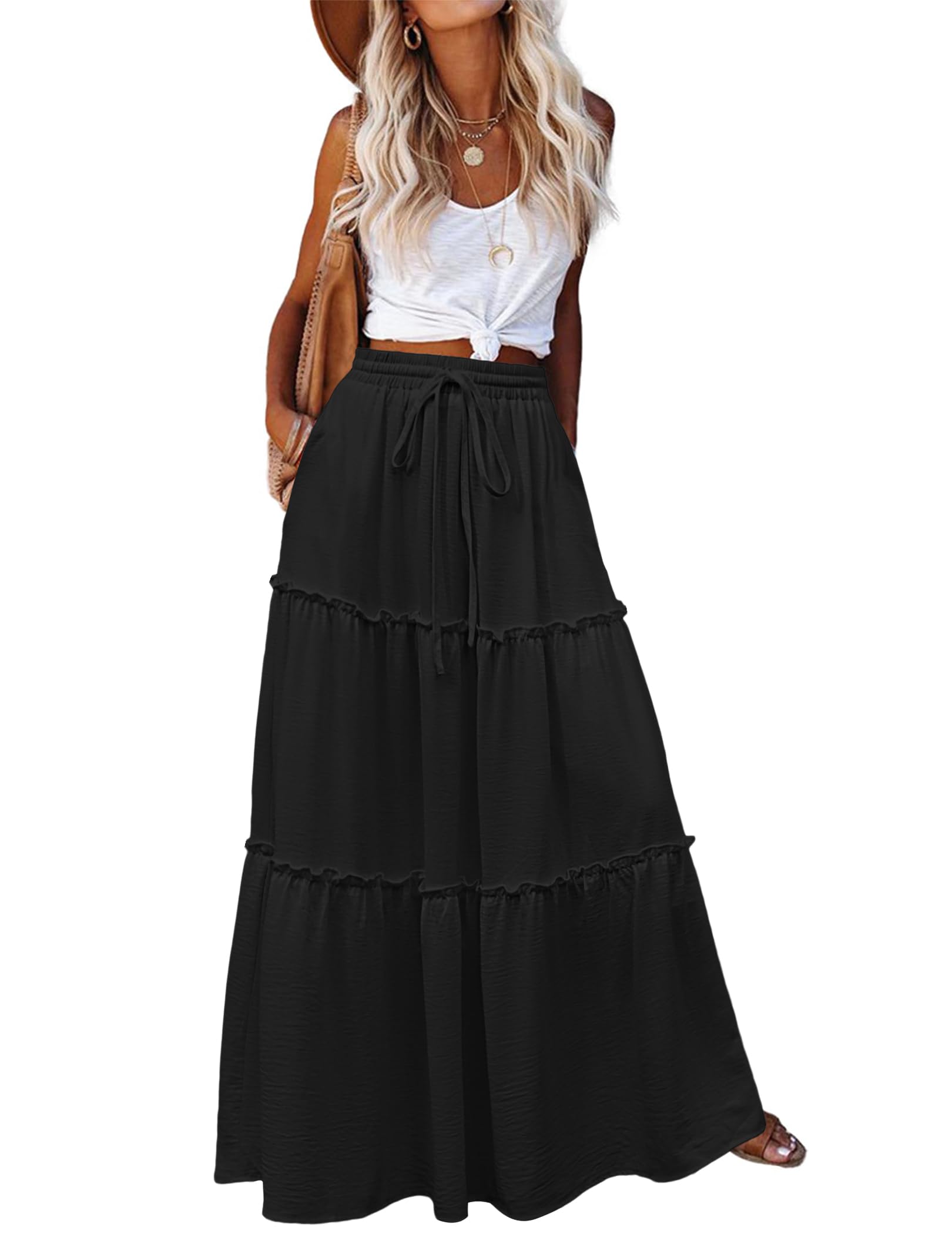 Amazon.com: Zeagoo Womens Casual Maxi Skirts for Women 2025 High Waist ...