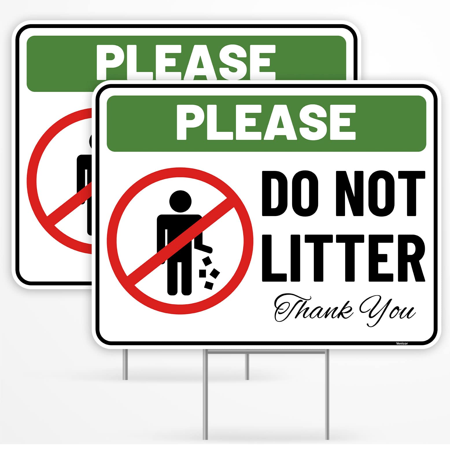 Amazon.com : 2PC Please Do Not Littering Sign with Stake, 17 Inches by ...