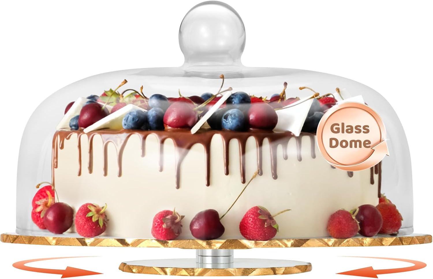 Amazon.com | Glass Cake Stand with Glass Dome Lid,12.6 Inch Round ...