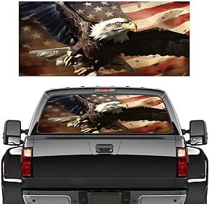 Amazon.com - Eagle Truck Back Window Perforated Graphics,Patriotic Car ...