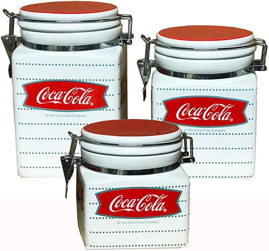 Amazon.com: Ceramic King Size Coca-Cola Canisters with Fishtail Logo ...