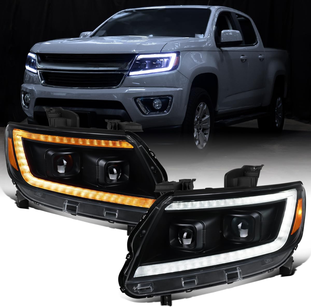 Amazon.com: Ronnin - Fits 2015-2022 Chevy Colorado LED Tube Switchback ...