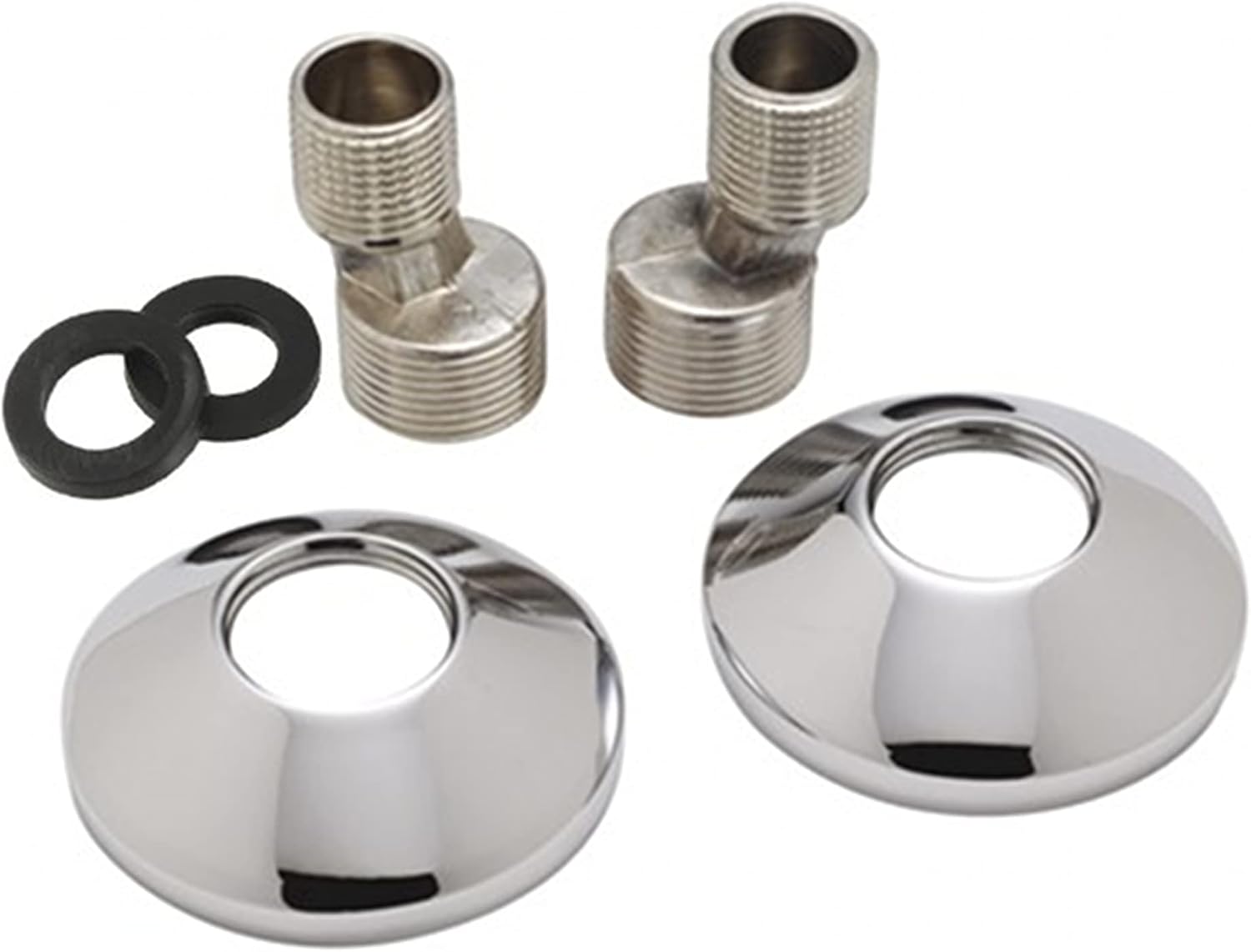 ENKI, P01, Chrome, Cranked Connectors Adaptors with Decorative Plates ...