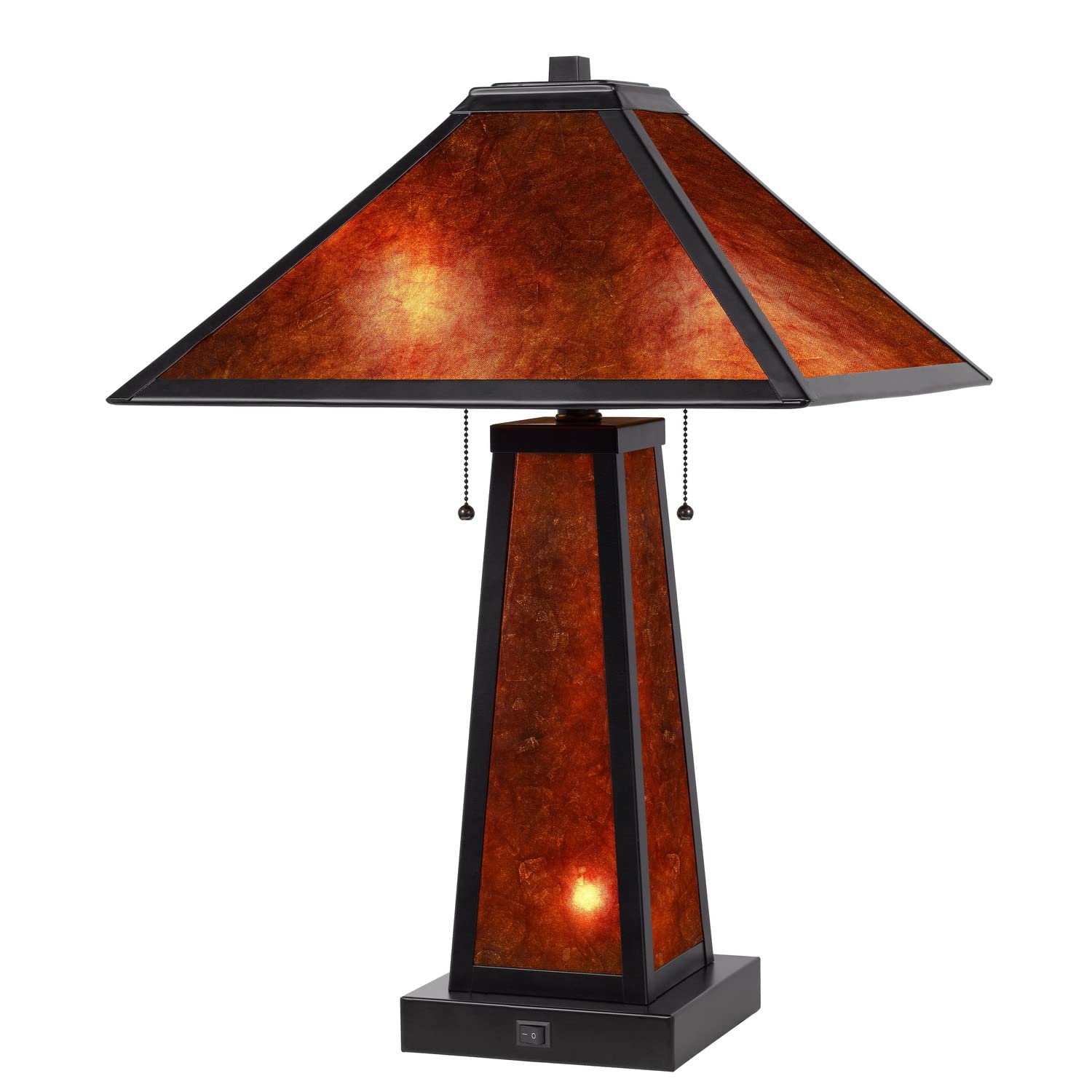 Cal 60W x 2 Nogales Mission Style mica Table lamp with 7W Night Light ...