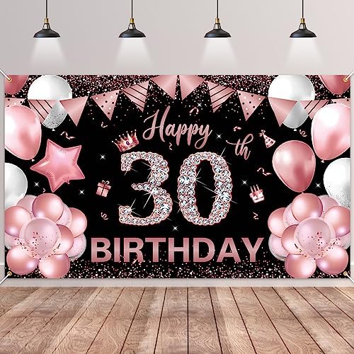 30th Birthday Decorations for Men Women Black Gold Happy Birthday ...