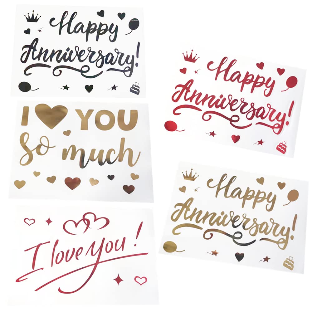 Happy Anniversary Decorations 5 Pcs Happy Anniversary Balloon Sticker ...