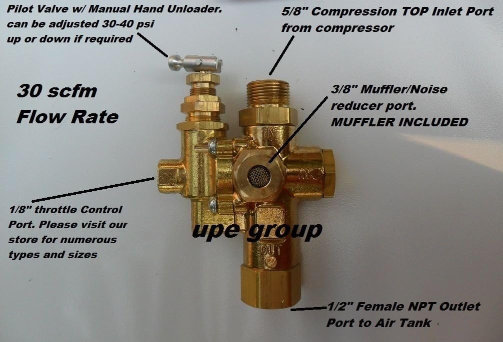 Air Compressor Pilot check valve unloader combination discharge 5/8 ...