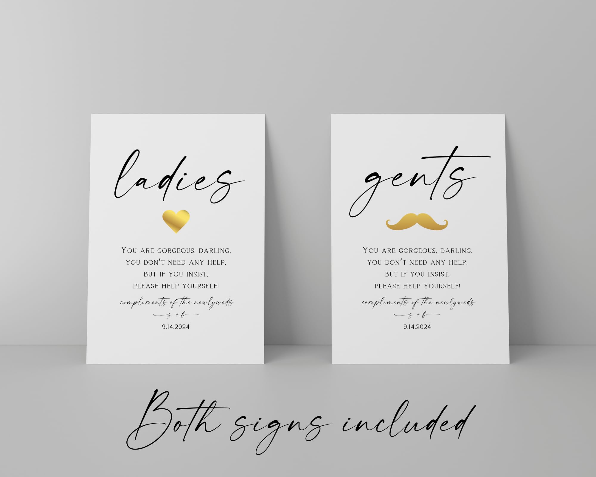 Bathroom Signs For Wedding Vinyl Decal Stickers 'Ladies & Gents' For