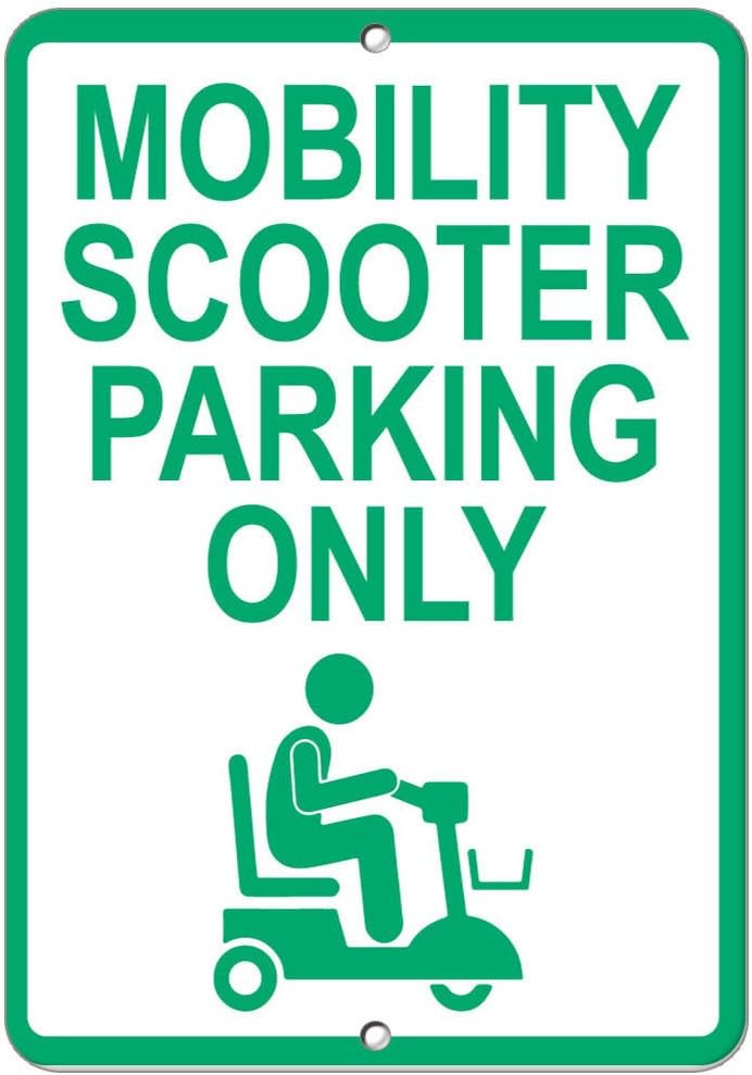 Amazon.com: Mobility Scooter Parking Only Parking Sign Label Vinyl ...