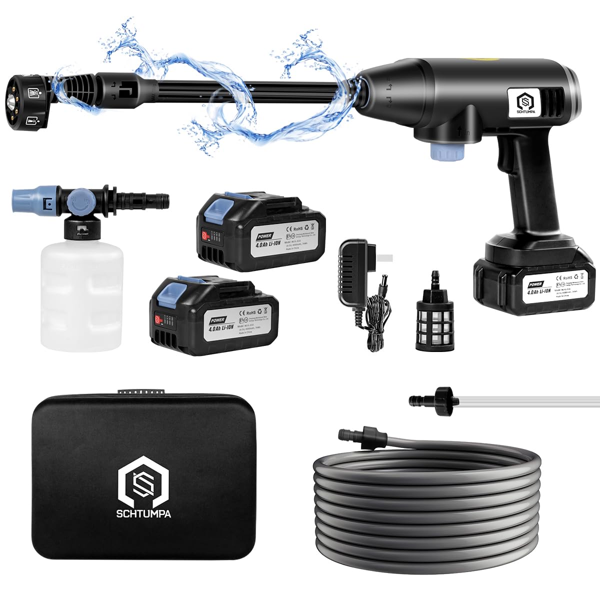 SCHTUMPA 652 PSI Cordless Pressure Washer,Portable Power Washer Gun ...