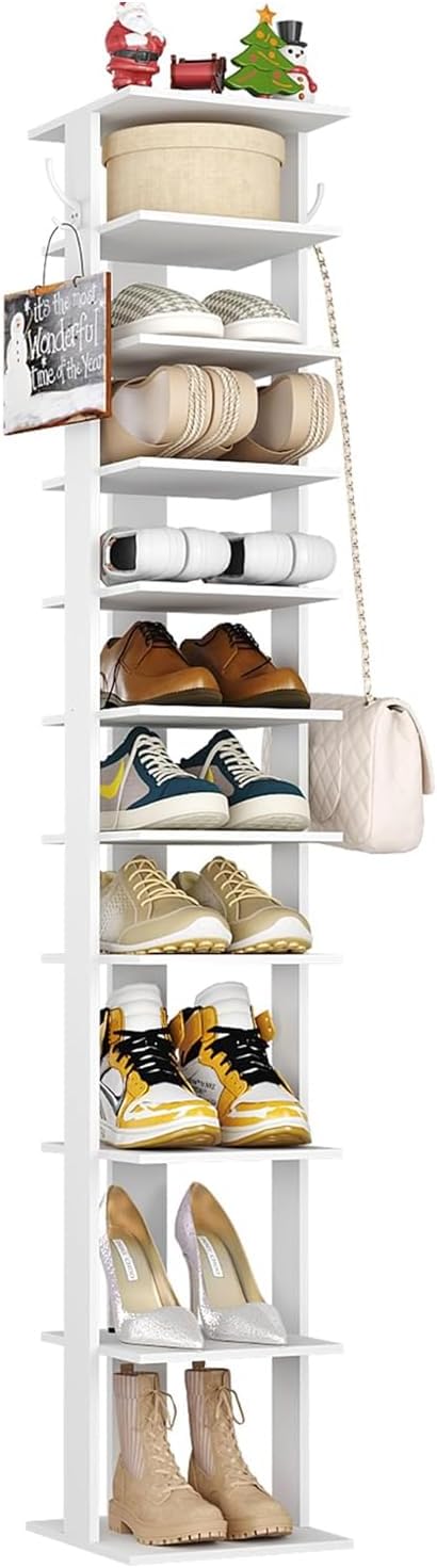 HOME BI 10-Tier Vertical Shoe Rack, Corner Shoe Tower, Slim Shoe ...