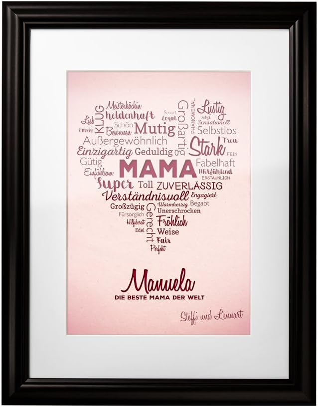 Amazon.co.jp: Kunstdruck Wortherz, Personalisiert mit Namen, Die Beste ...