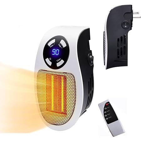 Amazon.com: 500W Smart Space Electric Fan Heater, Wall Outlet Electric ...